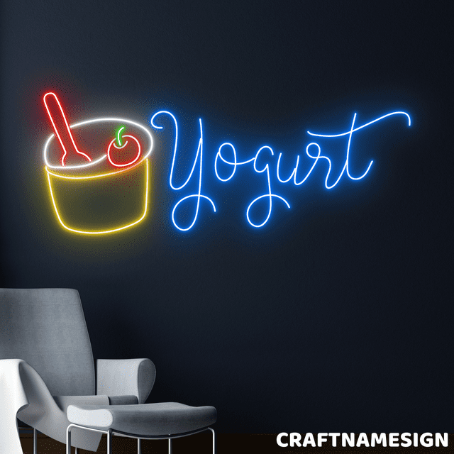 Craftnamesign Yogurt Neon Sign Dessert Shop Wall Decor Convenience Store Wall Art