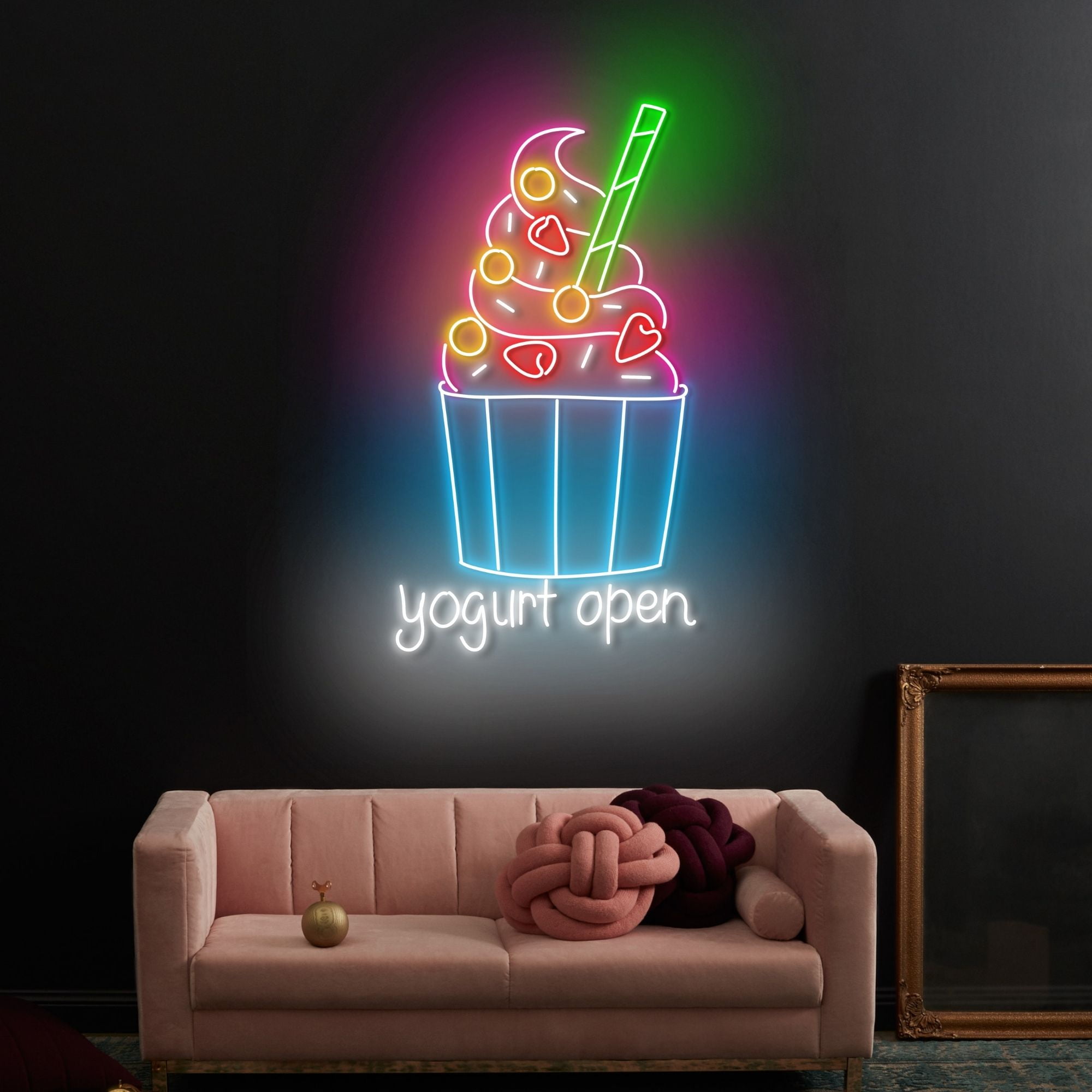 Craftnamesign Yogurt Open Neon Sign, Yogurt Store Open LED Light, Ice ...