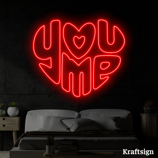Craftnamesign You And Me Neon Sign, Heart LED Sign, Couple Room Decor ...