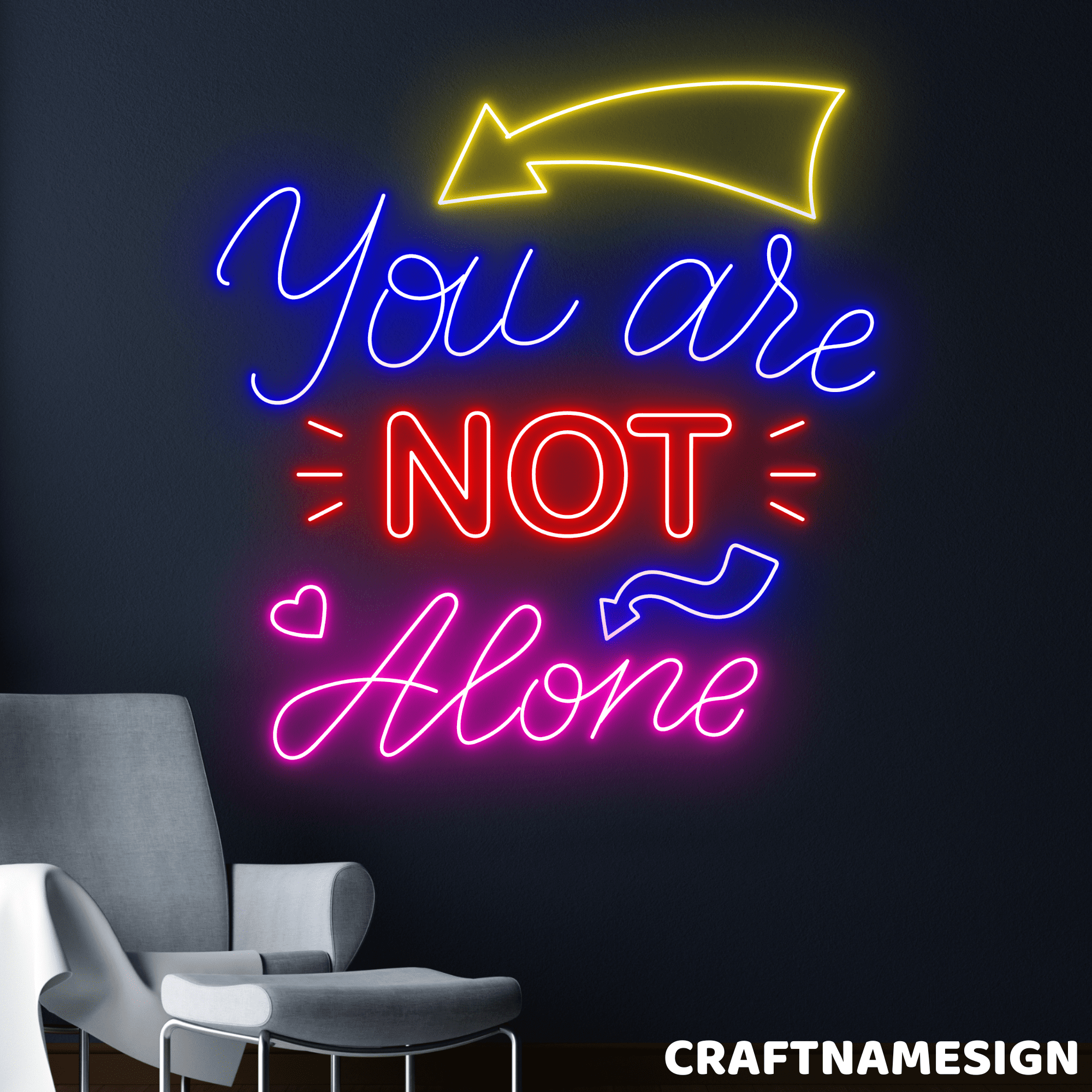 Craftnamesign You Are Not Alone Neon Sign, Party Wall Decor, Bar Pub ...