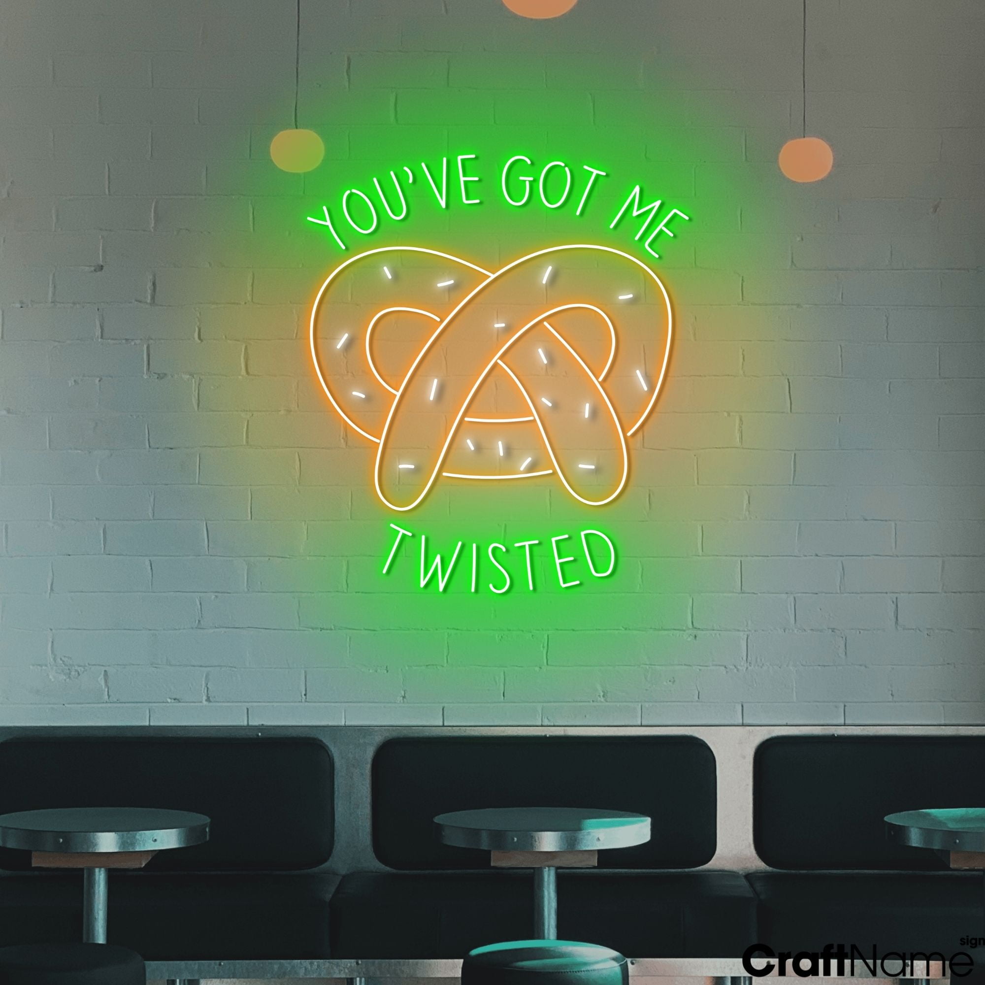 Craftnamesign You've Got Me Twisted Neon Light, Pretzel Wall Art ...