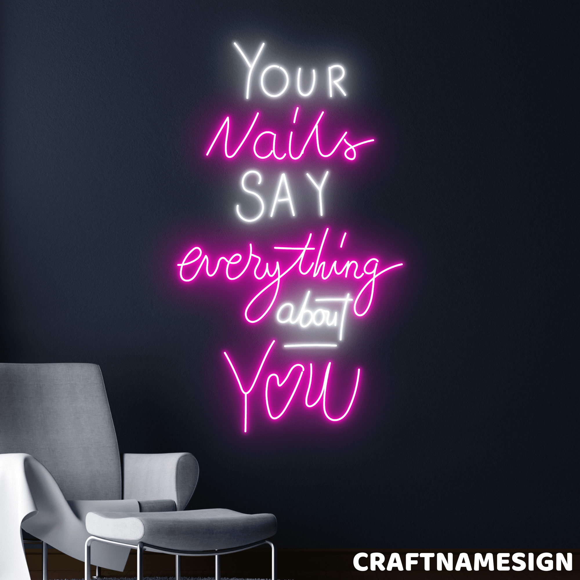 Craftnamesign Your Nails Say Neon Sign, Nails Spa Wall Decor, Hair ...