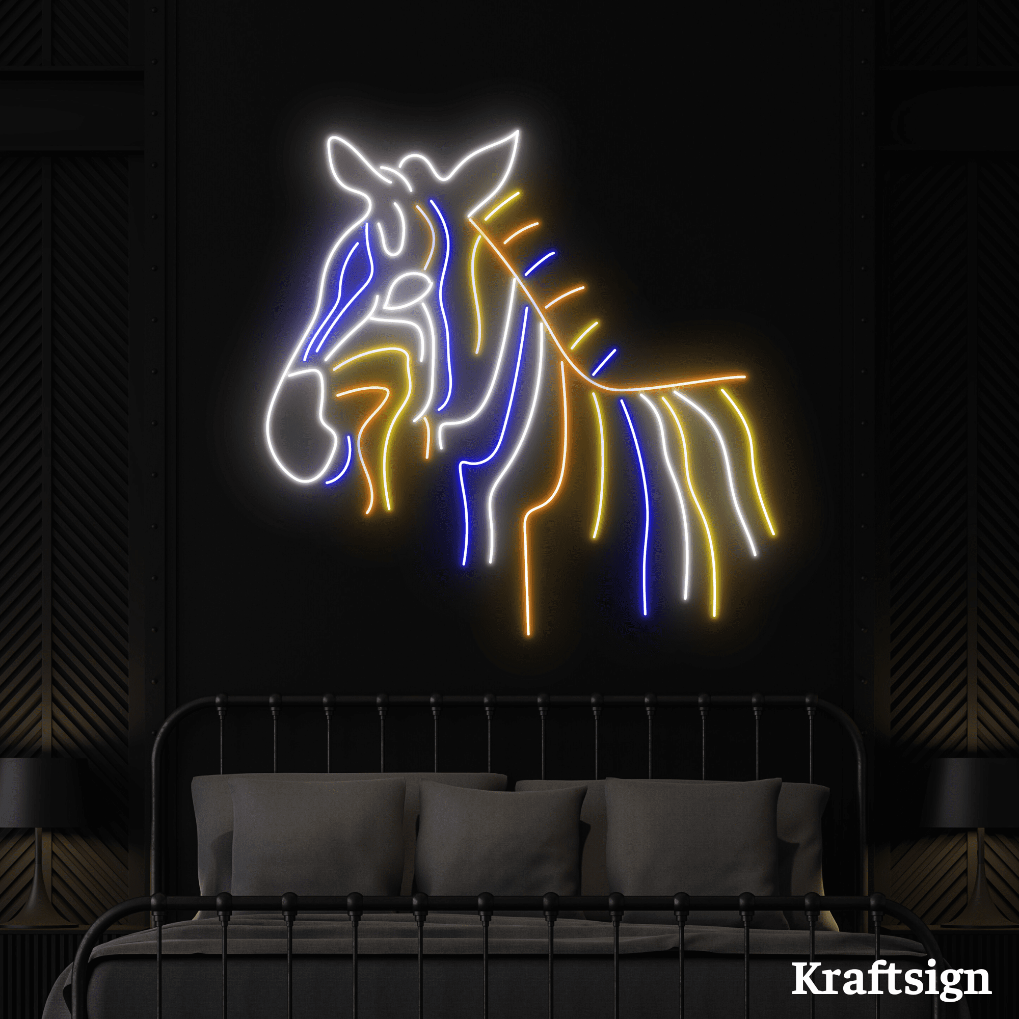 Craftnamesign Zebra Color Neon Sign, Zebra Lover Gifts, Abstract Art ...