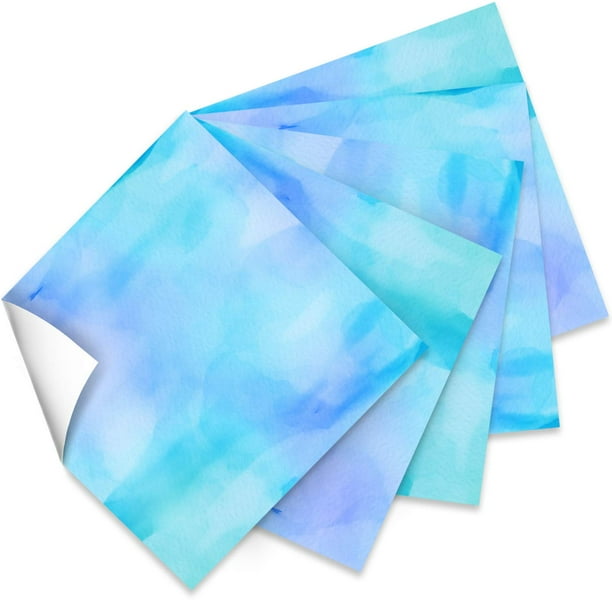 Craftopia Craft Blue Vinyl Squares - 12 x 12-inch Water color Patterned ...