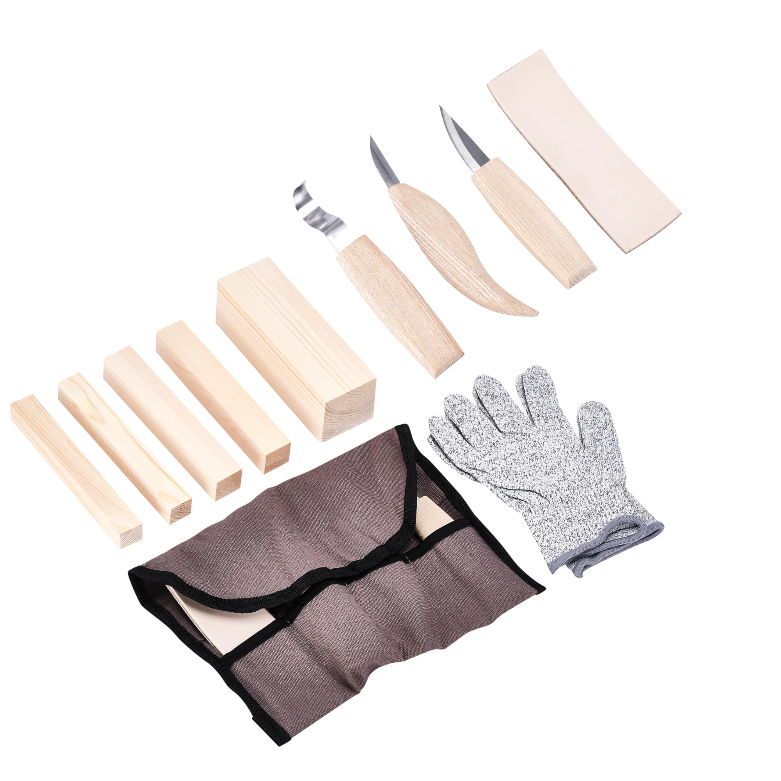 Craftopia Whittling Knife Set of 12-1 Polishing Compound, Bag, Gloves ...