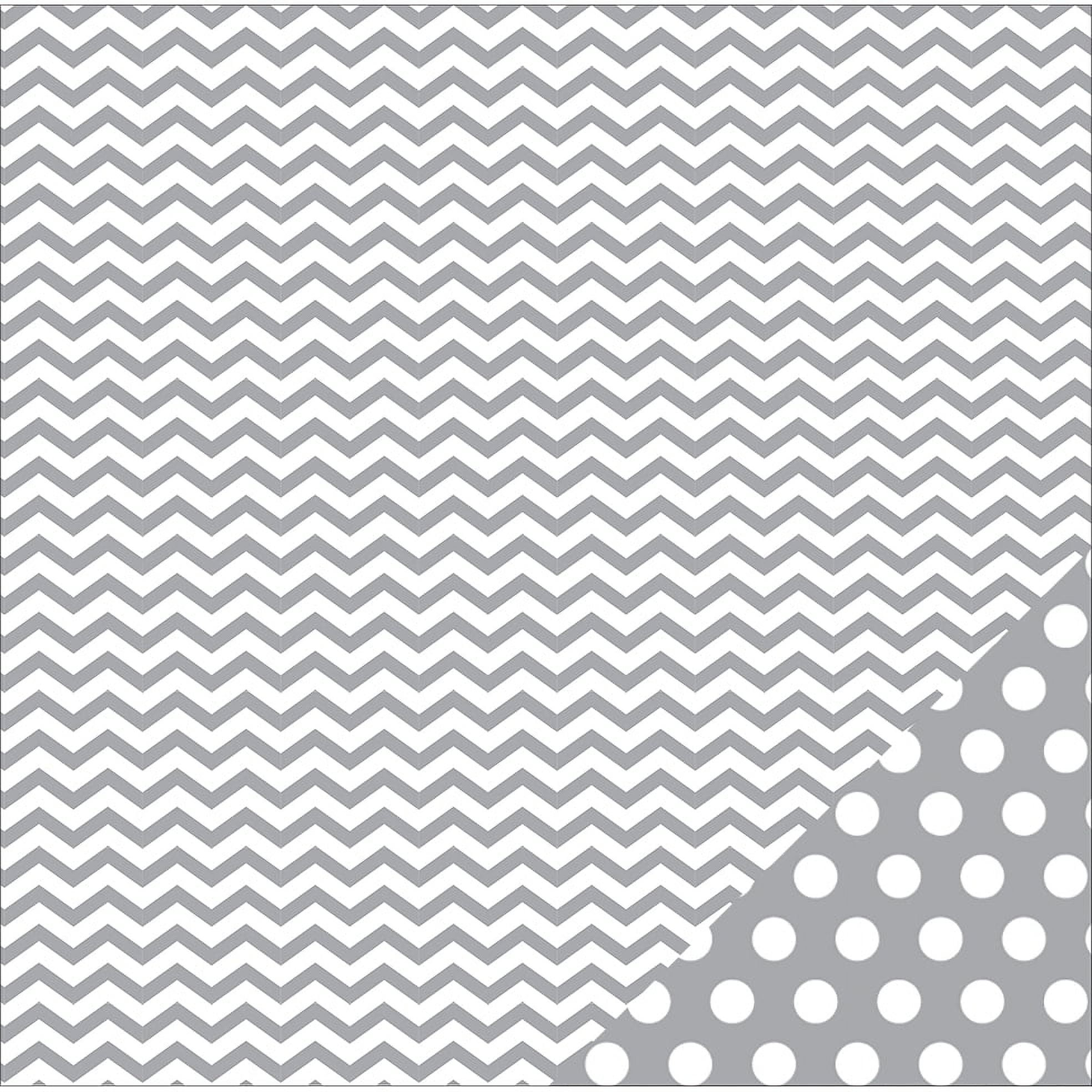 Crafts Basics Double-Sided Cardstock 12"X12"-Gray Chevron, Pk 12 ...