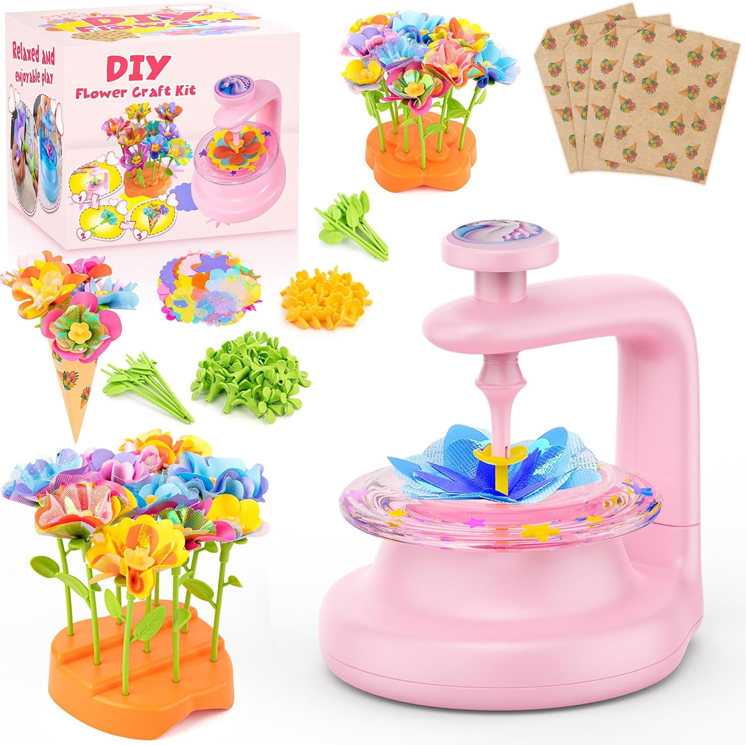 Crafts Kits for Kids Ages 4-8, DIY Fabric Flower Bouquet Kit for 5 6 7 ...