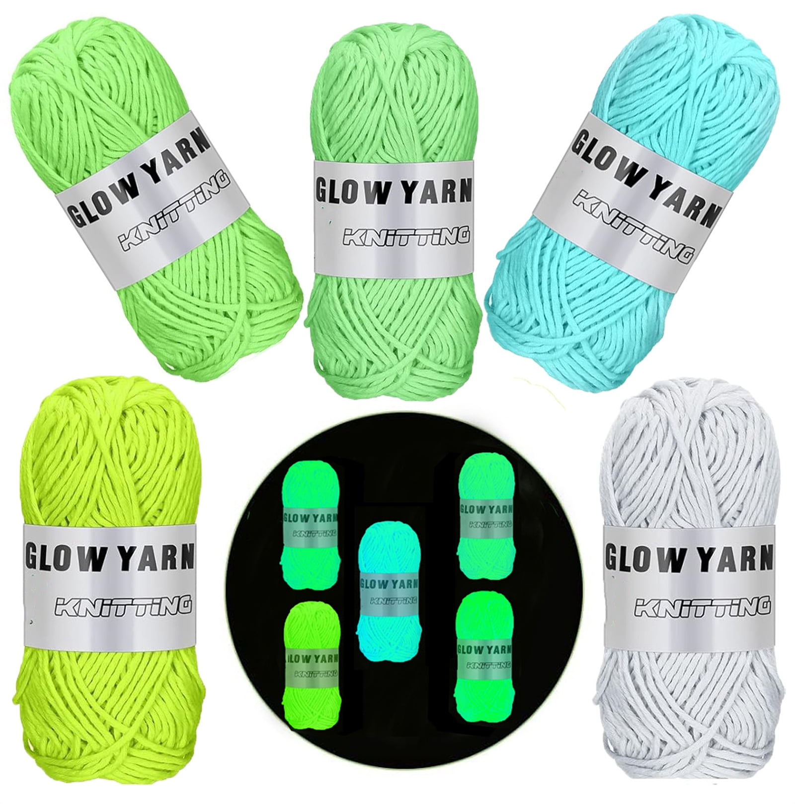 Crafts Knitting and Crochet Yarn,Happon 5 Rolls Glow in The Dark Yarn ...