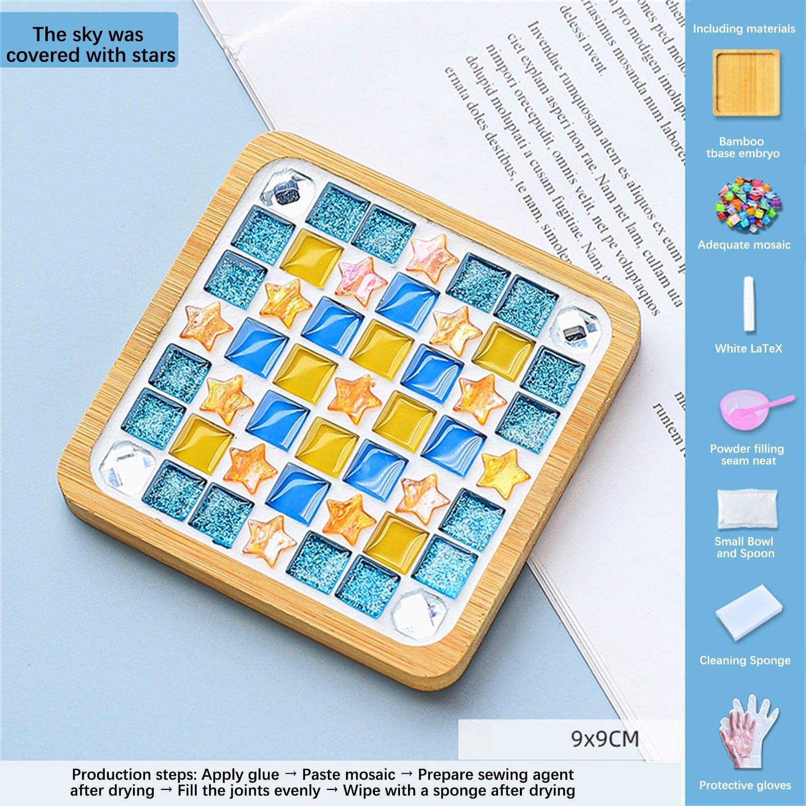 Crafts Mosaicss Tile Set Wooden Cup Mats Mixed Color Mosaicss Set ...