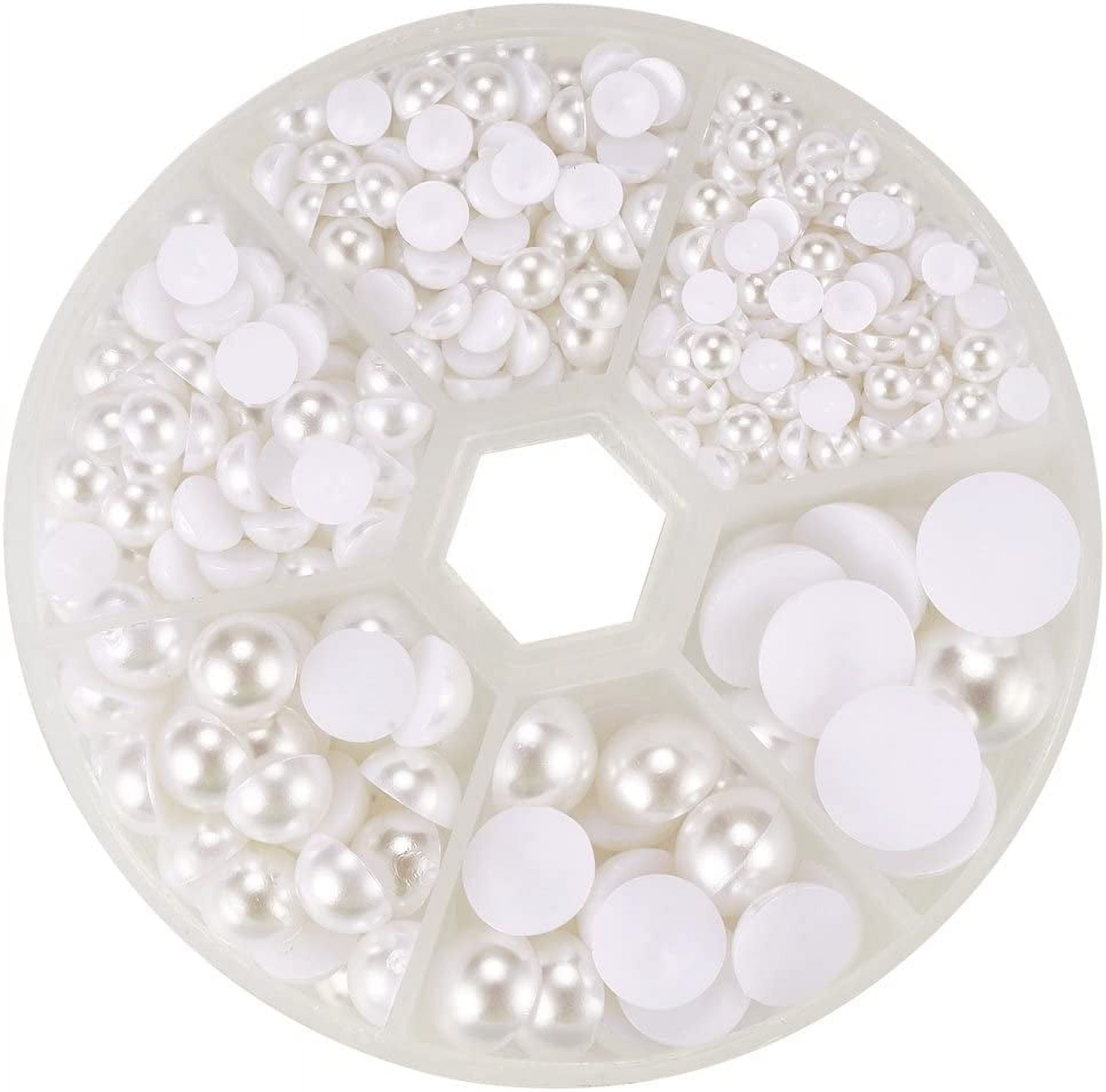 NOBRAND Mixed Size Half Pearls for Crafts, Scrapbooking, 690pcs, White ...
