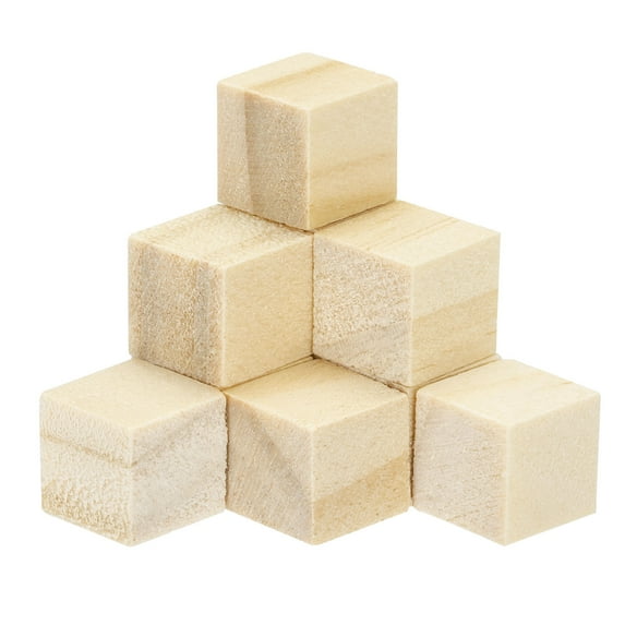 Crafts Wooden cube 50 Pcs Square Natural Solid Wood Crafts Blocks for ...