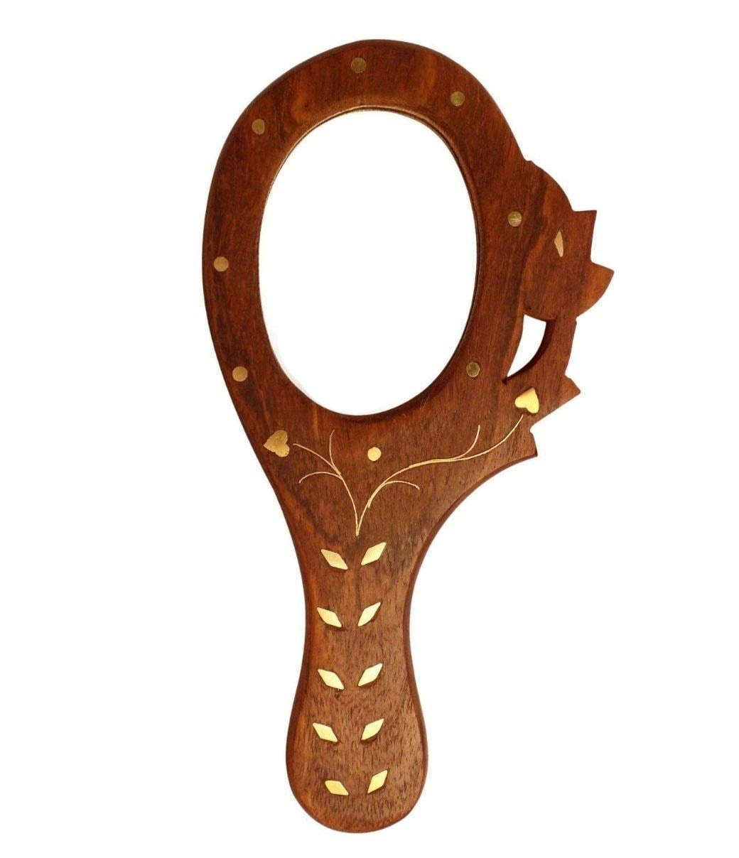 CraftsCollectionStore Sheesham Wooden Small Hand Mirror - Walmart.com