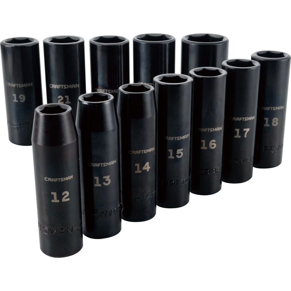 Craftsman 12 Piece 1/2" Metric Deep Impact Socket Set - Walmart.com