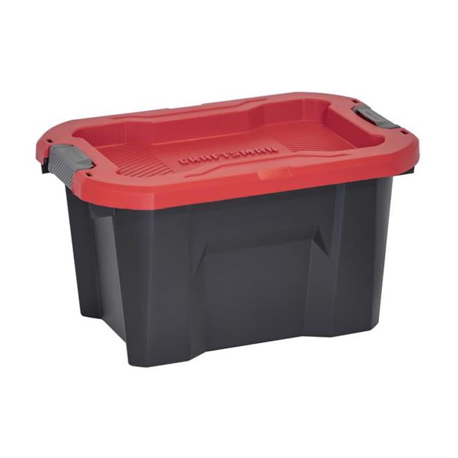 Craftsman 5 gal Storage Tote with Latching Lid, Black & Red - 10.72 x ...