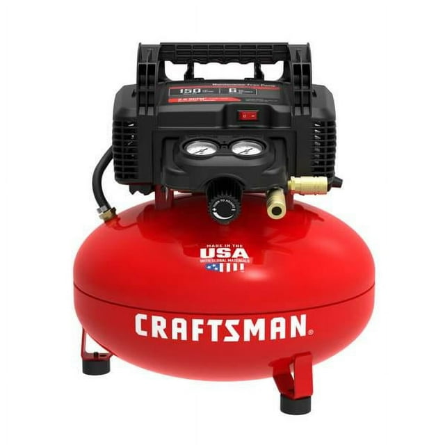 CRAFTSMAN 6 Gallon Portable Oil-Free 150 PSI 1-Stage Air Compressor 6 ...