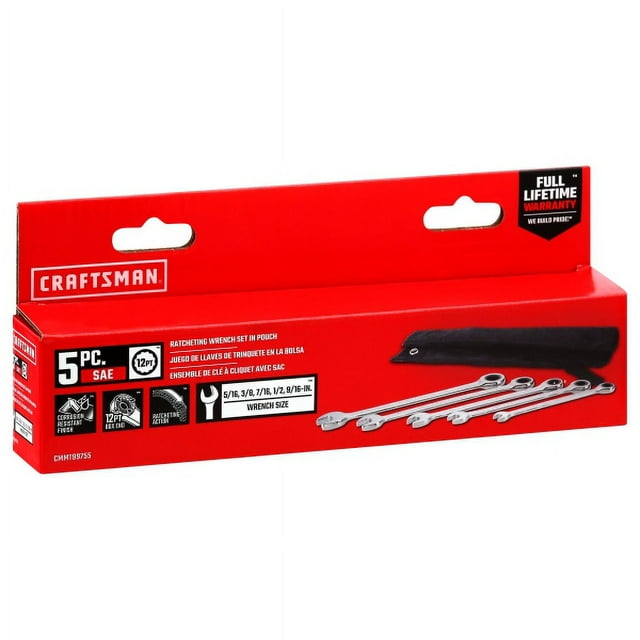 Craftsman CMMT99755 12-point SAE Ratcheting Wrench Set, 5-Piece ...