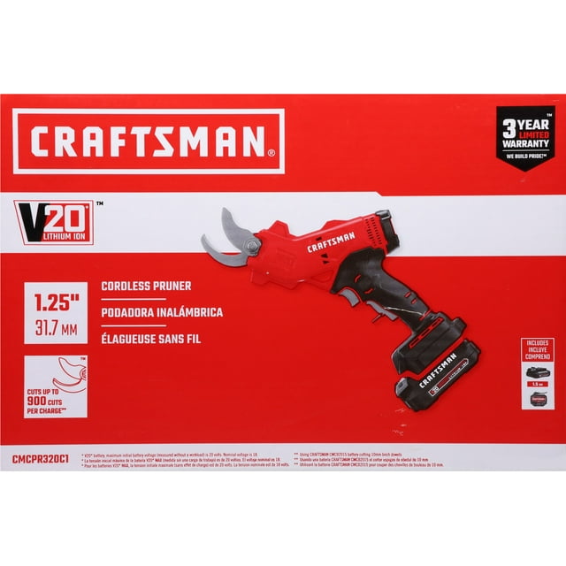 Craftsman 20V Cordless Pruners CMCPR320C1 with Outdoor Battery Power ...