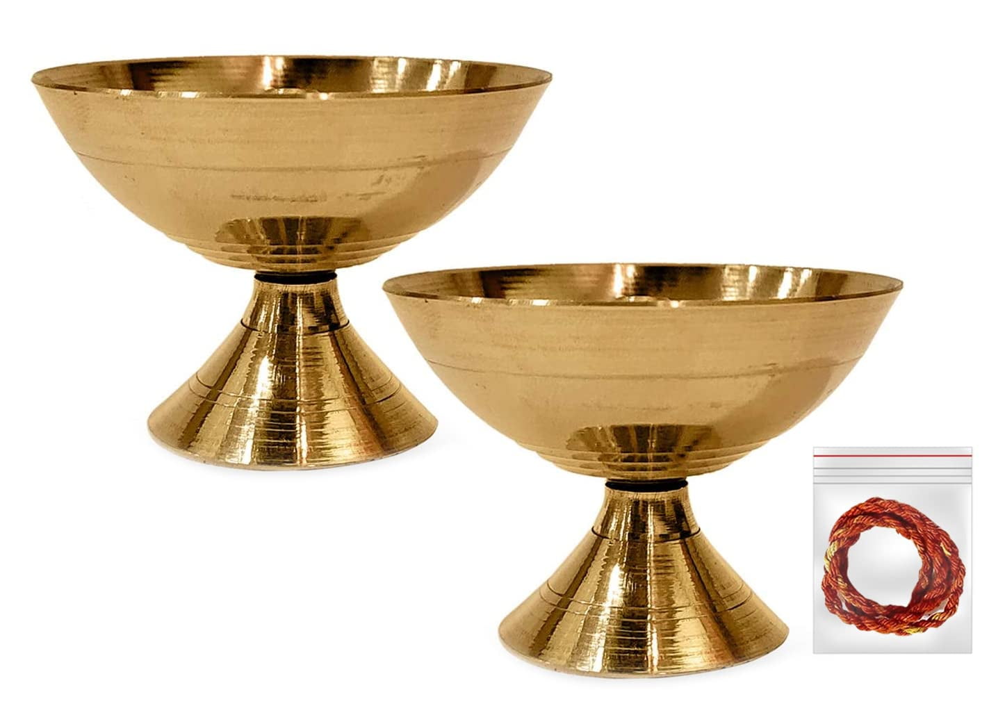 Craftsman Satvik 2 Pc Set of Brass Handmade Pyali Diya Ornamental Oil ...