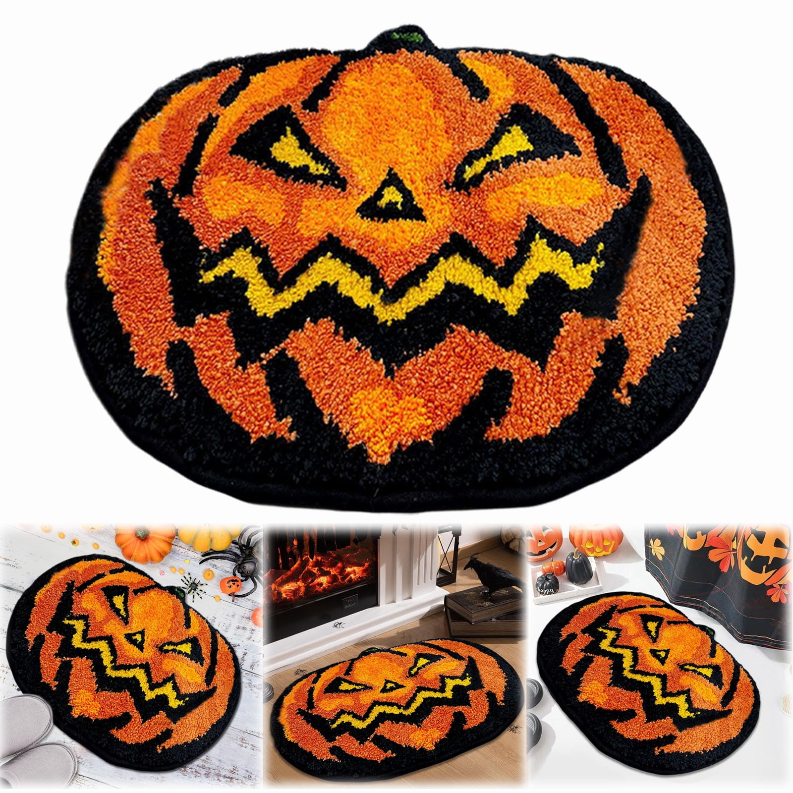 Craftsmanship Spirit Halloween Bathroom Rugs, Farmhouse Halloween Rugs ...