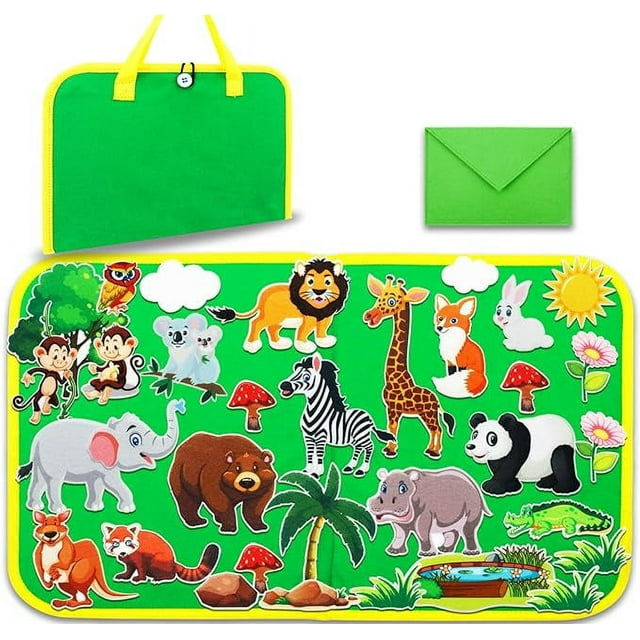Craftstory Zoo Animals Travel Felt-Board Story Set for Toddlers, 32 ...