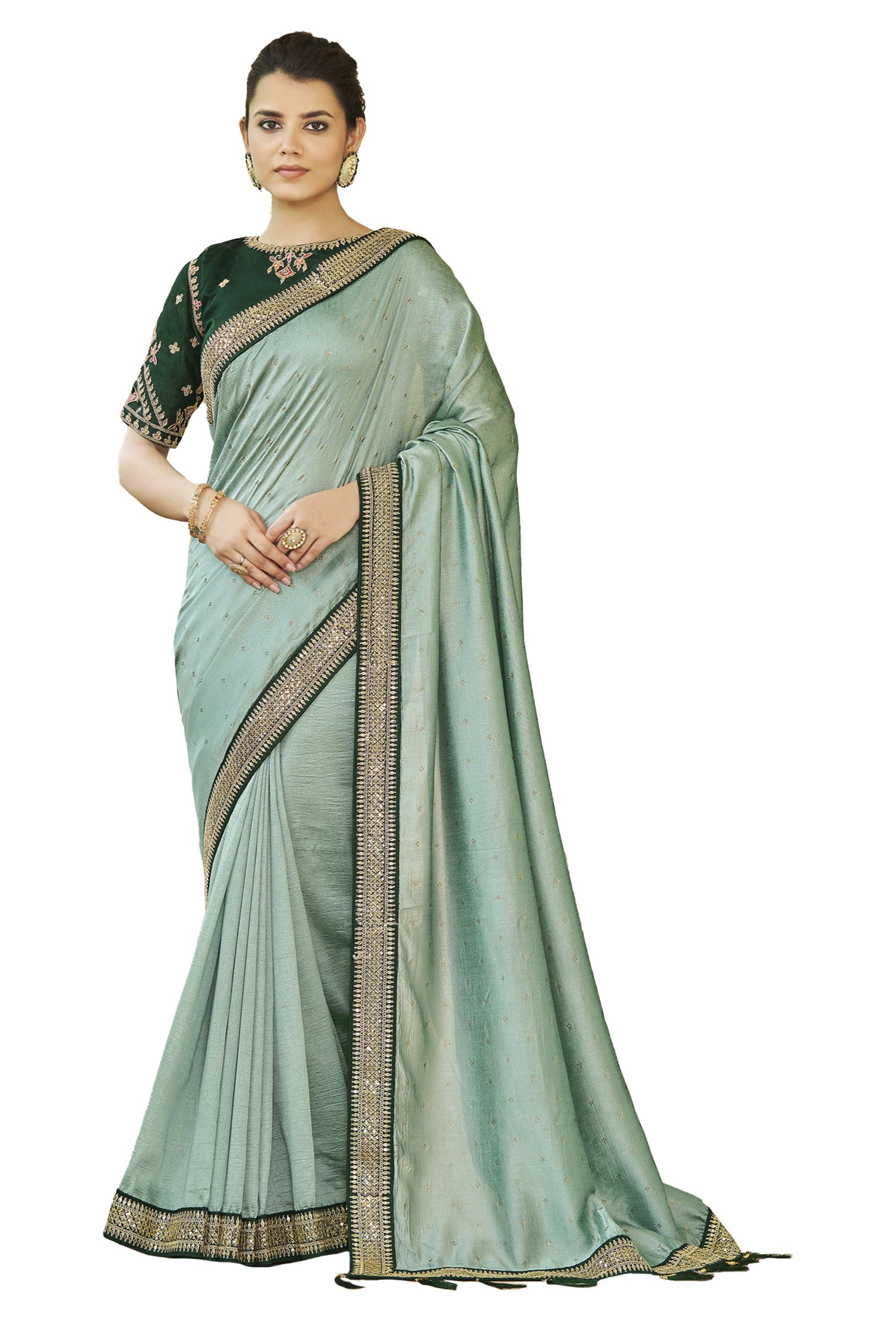 Craftstribe Heavy Vichitra Pista Sari | Ethnic Traditional Indian ...