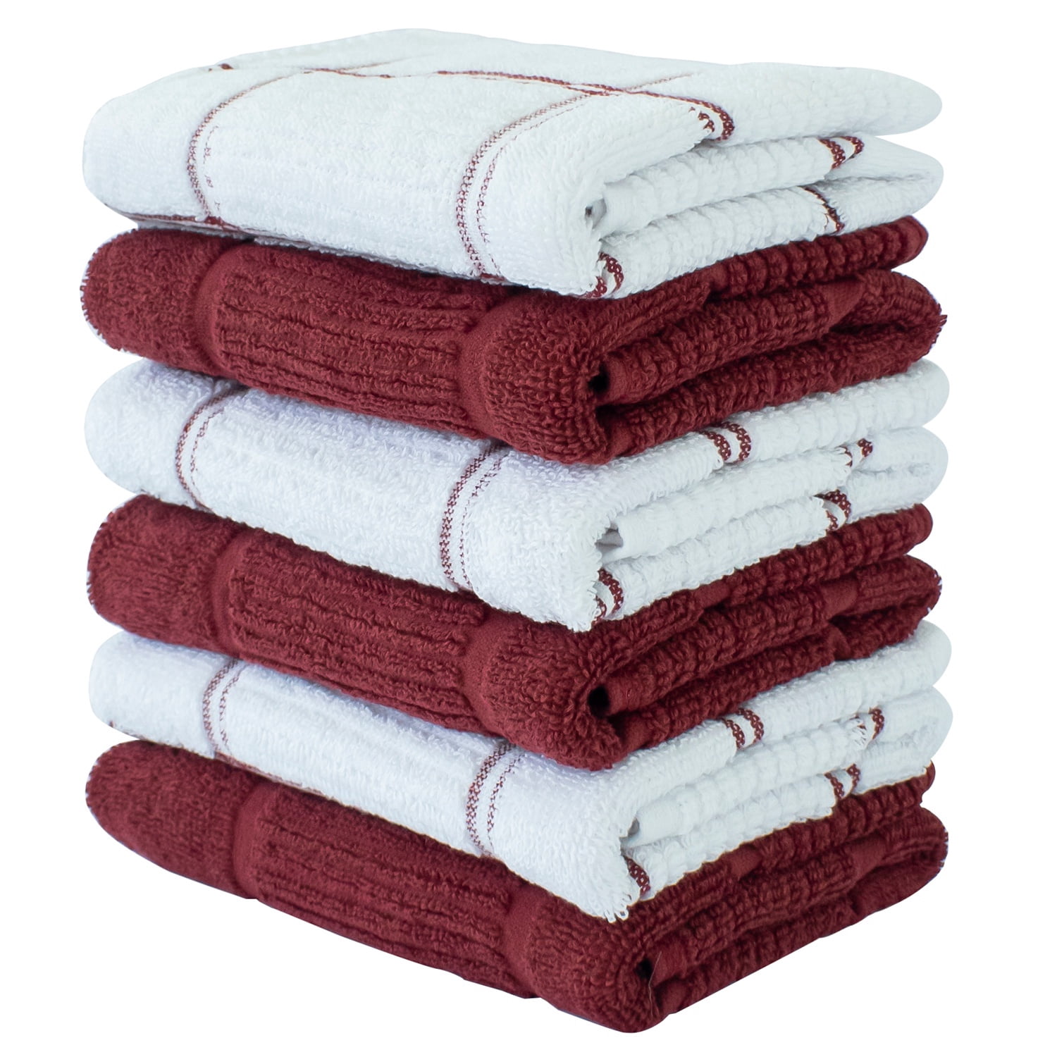 Craftsworth 100% Cotton Kitchen Towel, 15x26-Pack of 6, Window pane Red ...