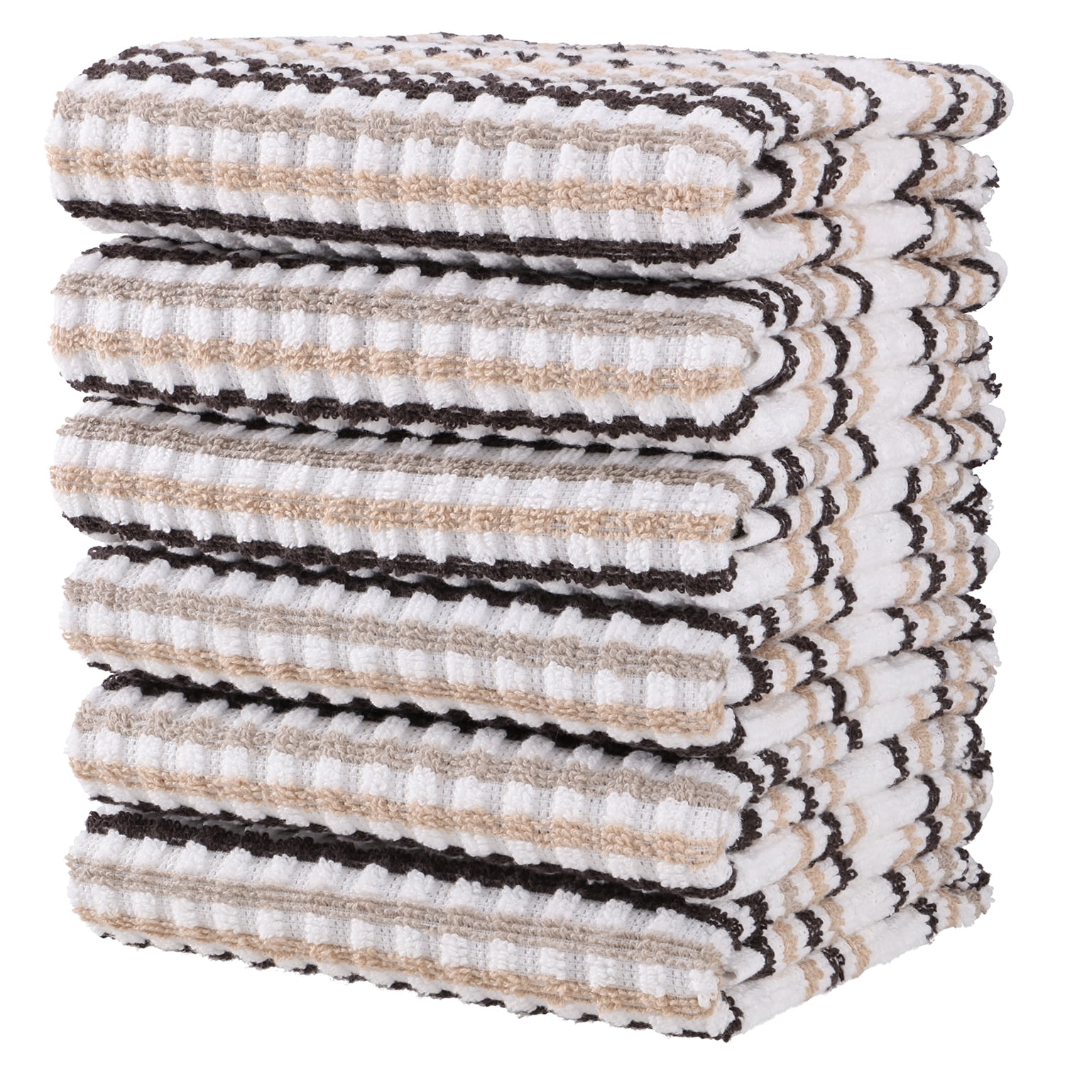 Craftsworth 100% Cotton Kitchen Towels, 6 Piece Set, 15x26" - Beige ...