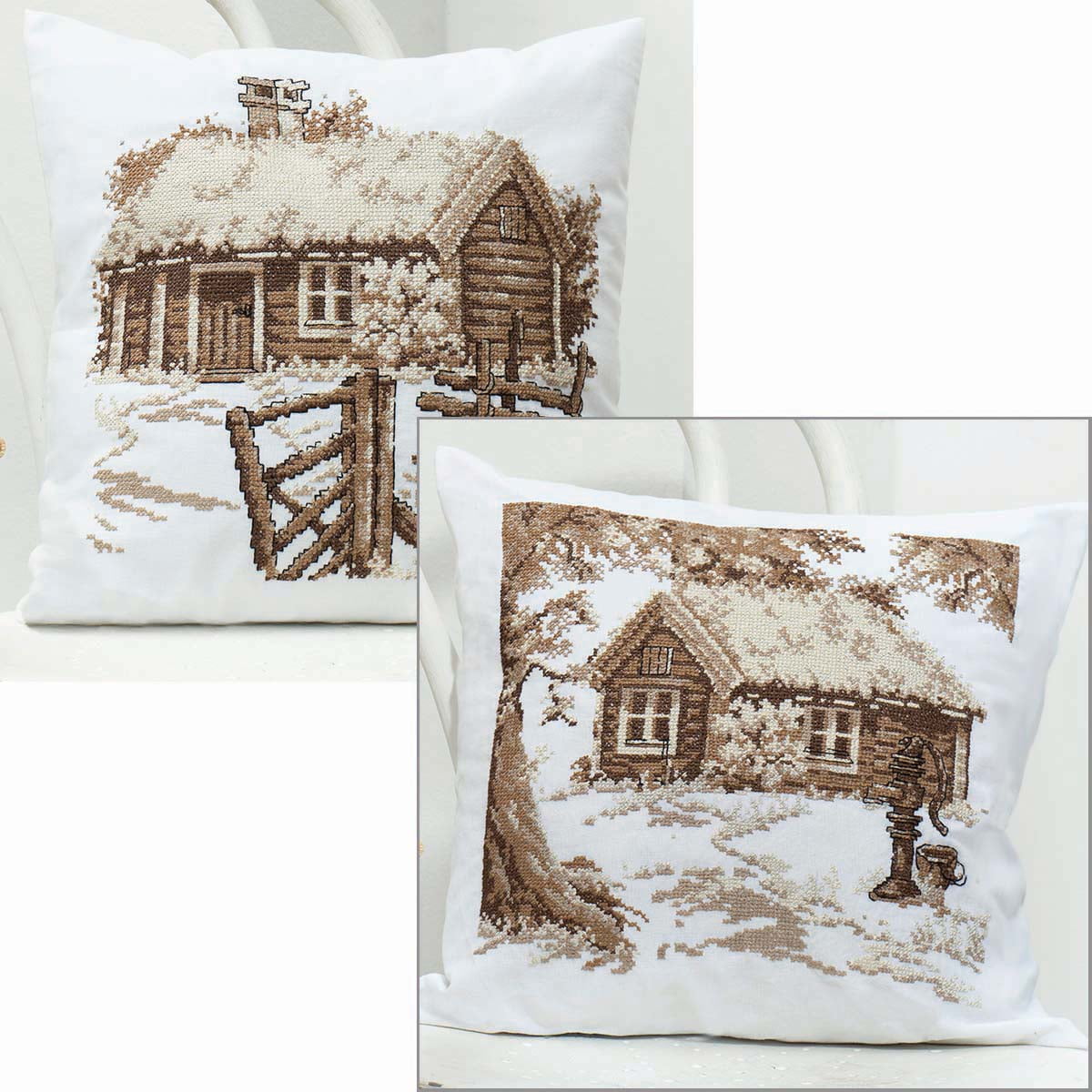 Craftways® Log Cabin Pillow Cover Set Stamped Cross-Stitch - Walmart.com