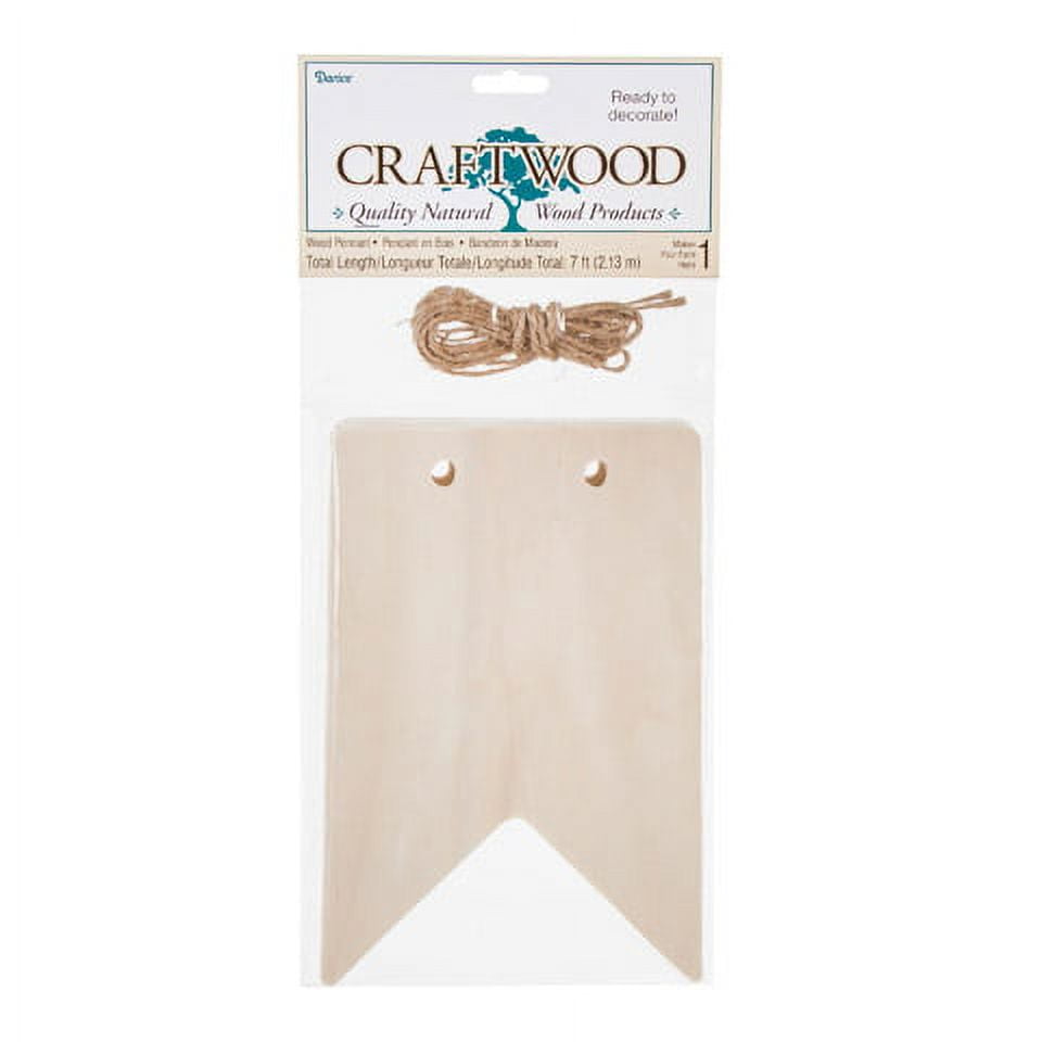 Craftwood Wood Pennat Banner Set with Flag Shapes: 7.375 x 5 inches ...