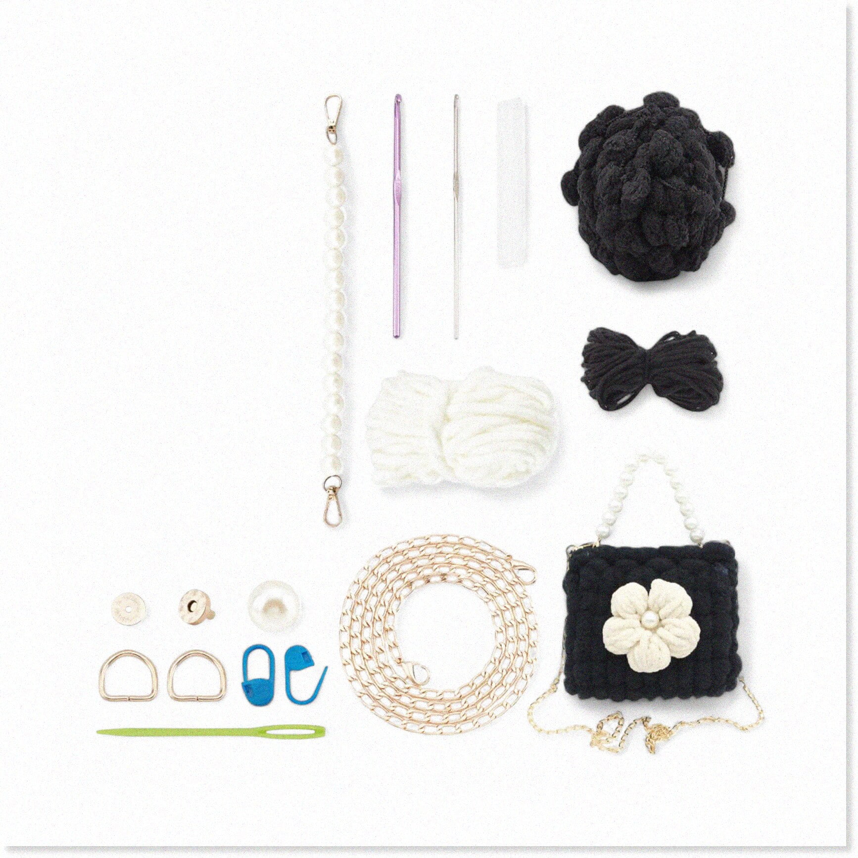 Crafty Creations DIY Handbag Kit - Hand-Knit Tote Bag Making Set with ...