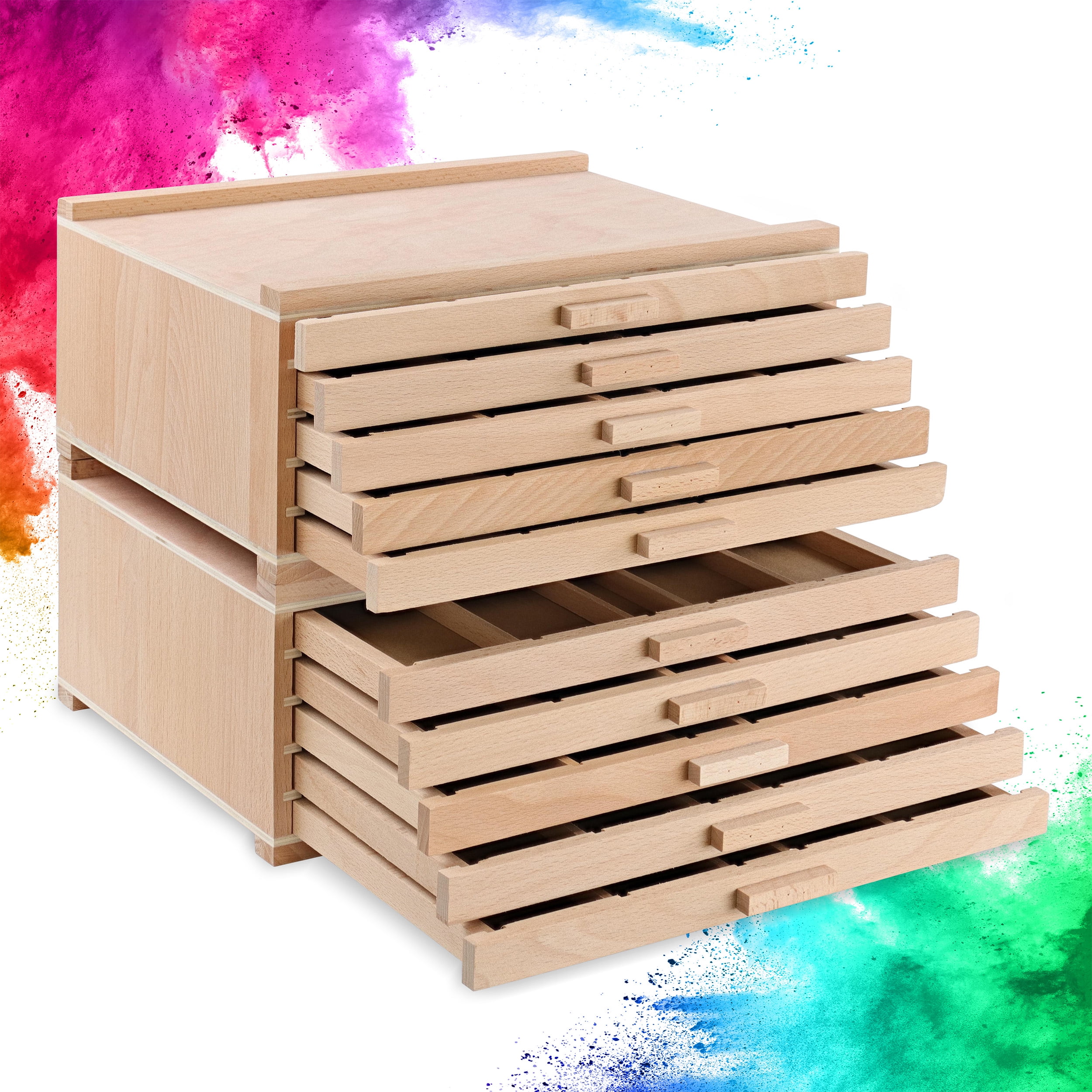 CraftyBook Art Chest Storage 5 Drawers - 2 Piece Set Artists Wood Box ...