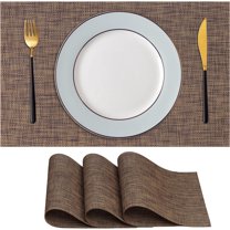 Romanstile Vinyl Placemats Set of 6, Dark Grey PU Table Mats 12X18 in ...