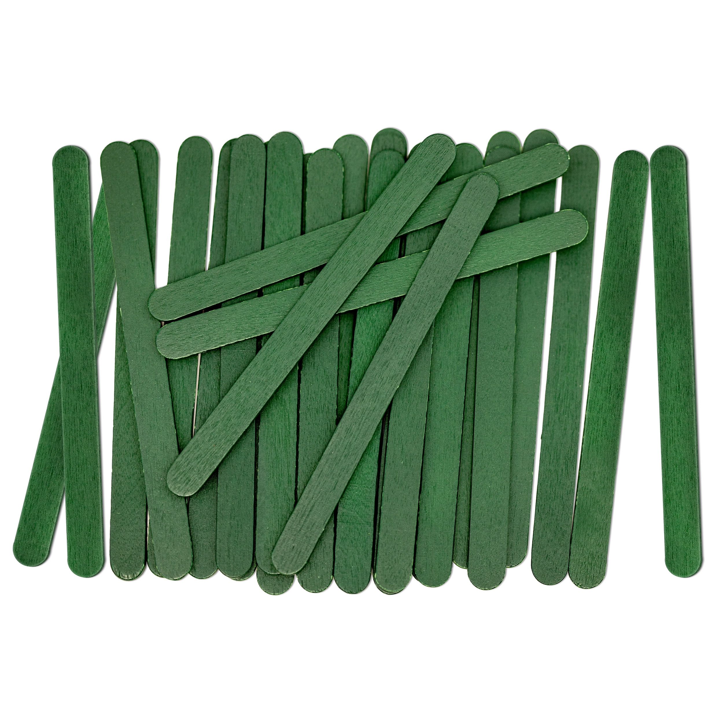 CraftySticks- 100 Pack 4.5 Inch Green Painted Popsicle Sticks, Wood ...