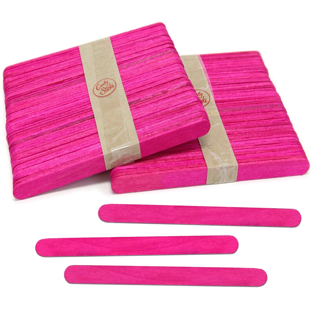 CraftySticks- 100 Pack Pink Popsicle Sticks for Crafts, 4.5 Inch Wooden ...
