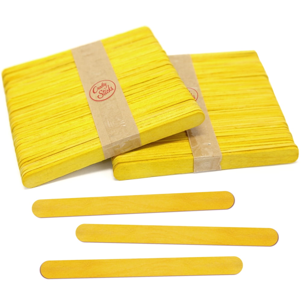 CraftySticks- 100 Pack Yellow Popsicle Sticks for Crafts, 4.5 Inch ...