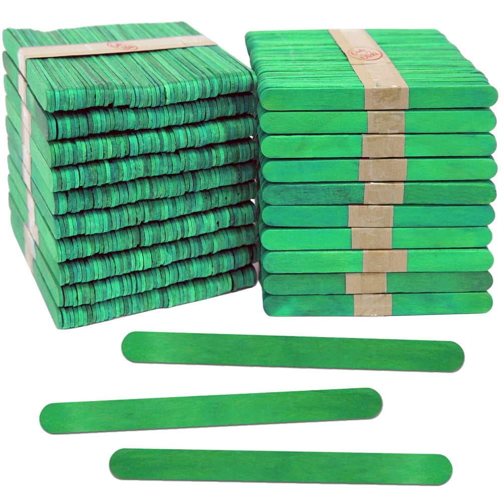 CraftySticks- 1000 Pack Green Popsicle Sticks for Crafts, 4.5 Inch ...