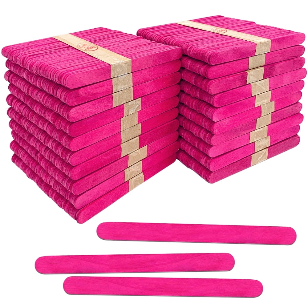 CraftySticks- 1000 Pack 4.5 Inch Pink Popsicle Sticks for Crafts ...