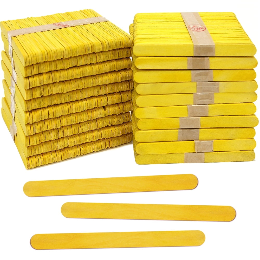 CraftySticks- 1000 Pack Yellow Popsicle Sticks for Crafts, 4.5 Inch ...