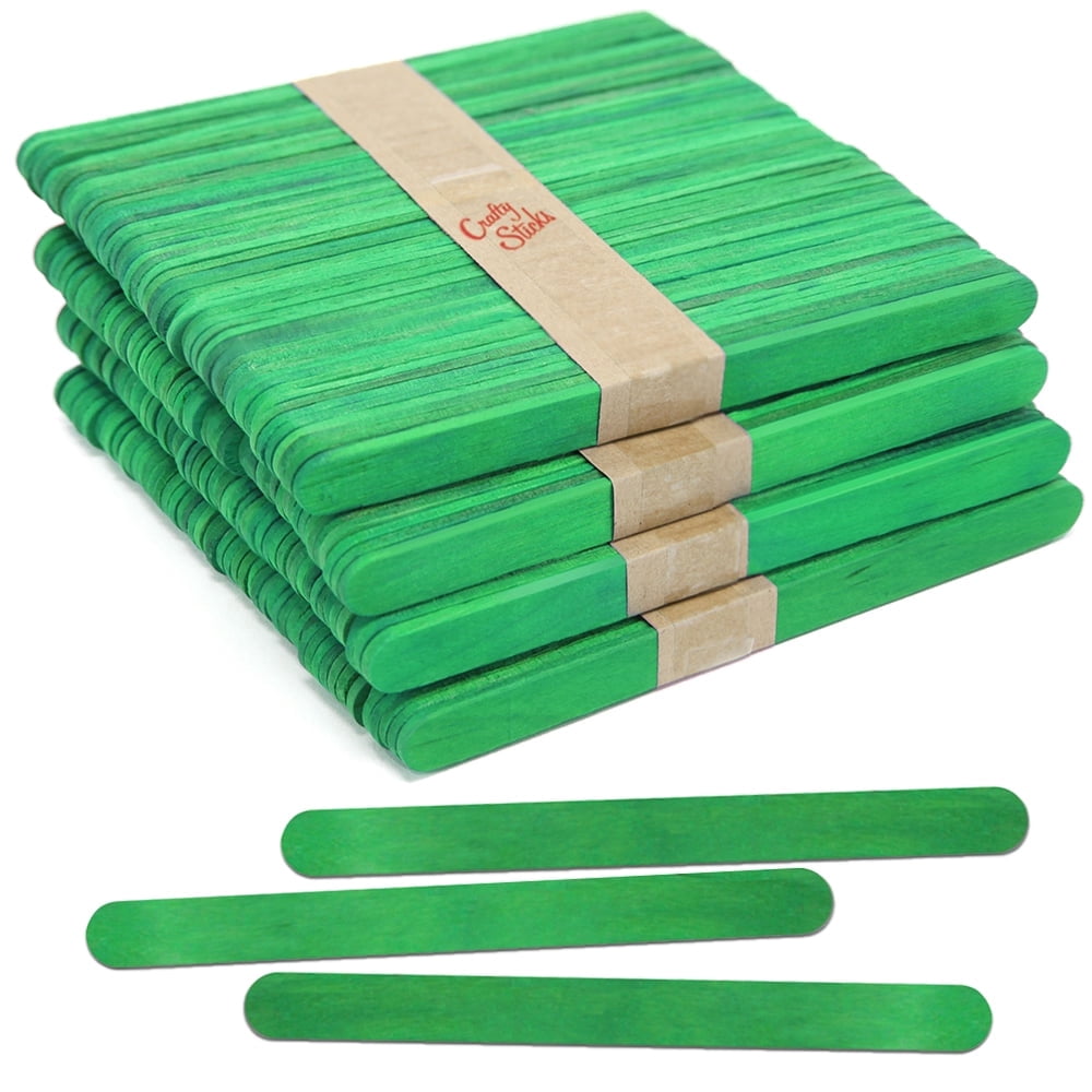 CraftySticks- 200 Pack 4.5 Inch Green Popsicle Sticks for Crafts ...
