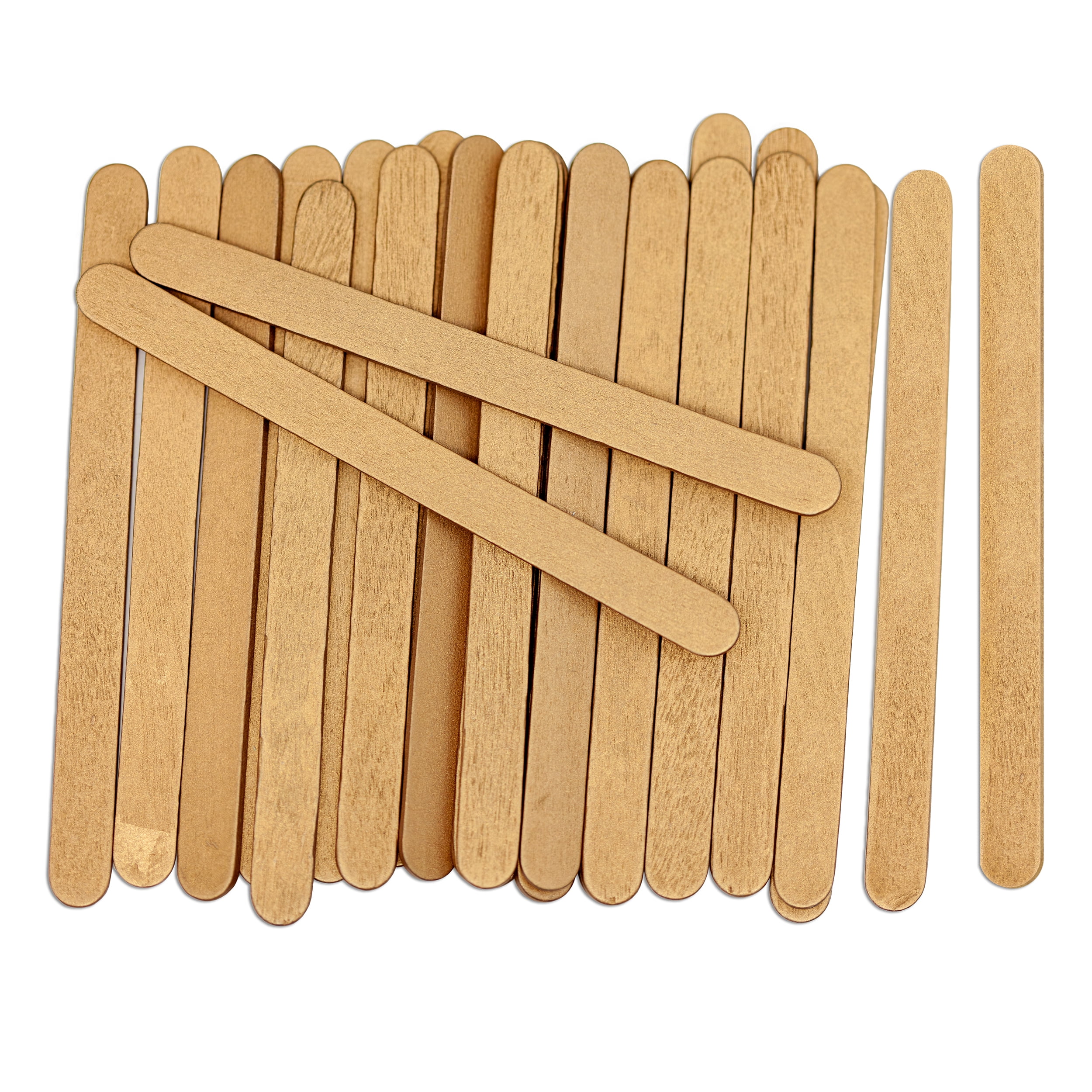 CraftySticks- 50 Pack 4.5 Inch Gold Metallic Painted Popsicle Sticks ...