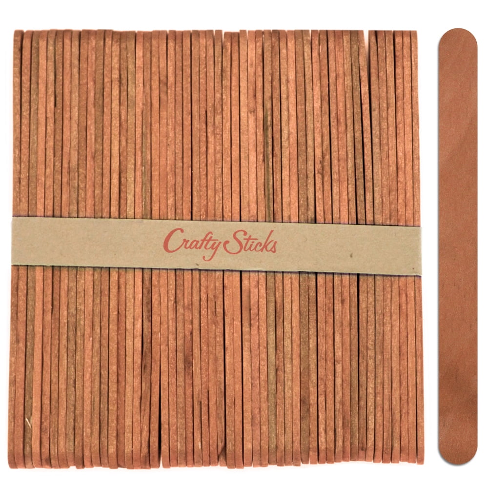 CraftySticks- 50 Pack Brown Popsicle Sticks for Crafts, 4.5 Inch Wooden ...