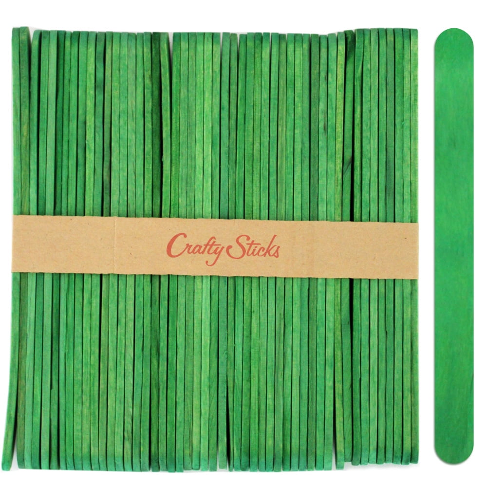 CraftySticks- 50 Pack Green Popsicle Sticks for Crafts, 4.5 Inch Wooden ...