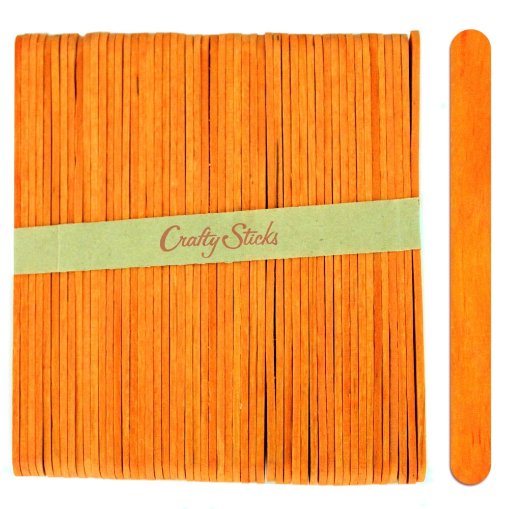 CraftySticks- 50 Pack Orange Popsicle Sticks for Crafts, 4.5 Inch ...
