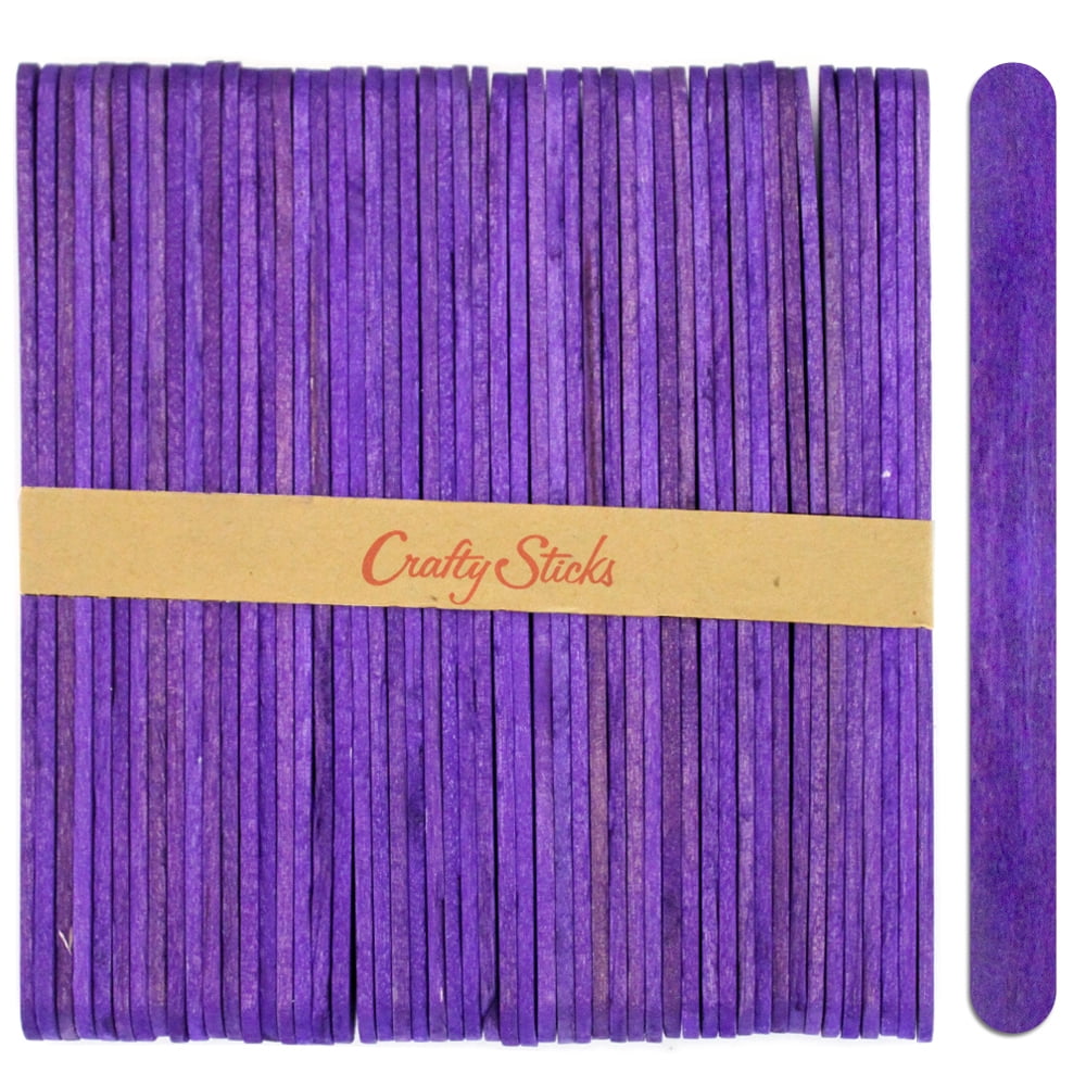CraftySticks- 50 Pack Purple Popsicle Sticks for Crafts, 4.5 Inch ...