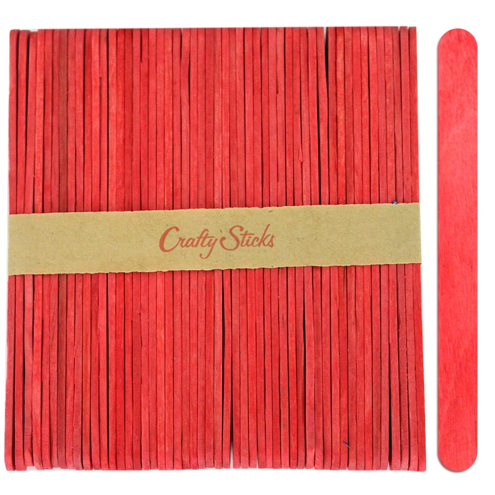 CraftySticks- 50 Pack Red Popsicle Sticks for Crafts, 4.5 Inch Wooden ...