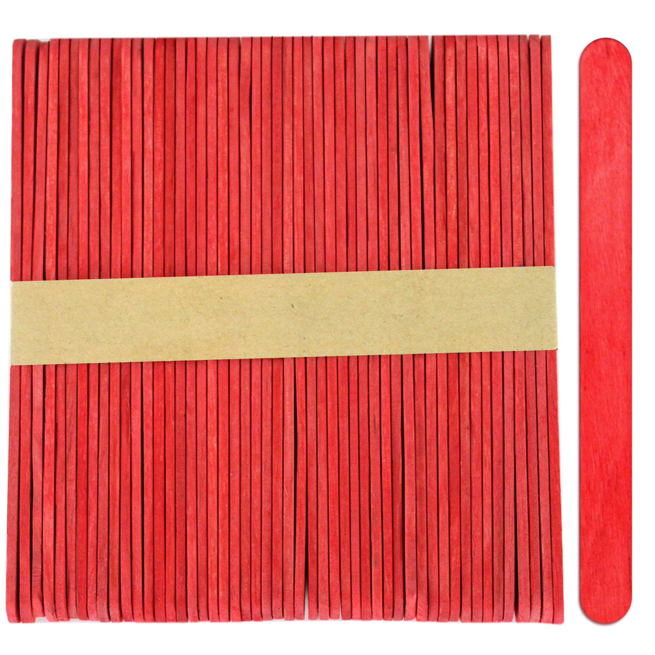 CraftySticks- 50 Pack 4.5 Inch Red Popsicle Sticks for Crafts, Colored ...