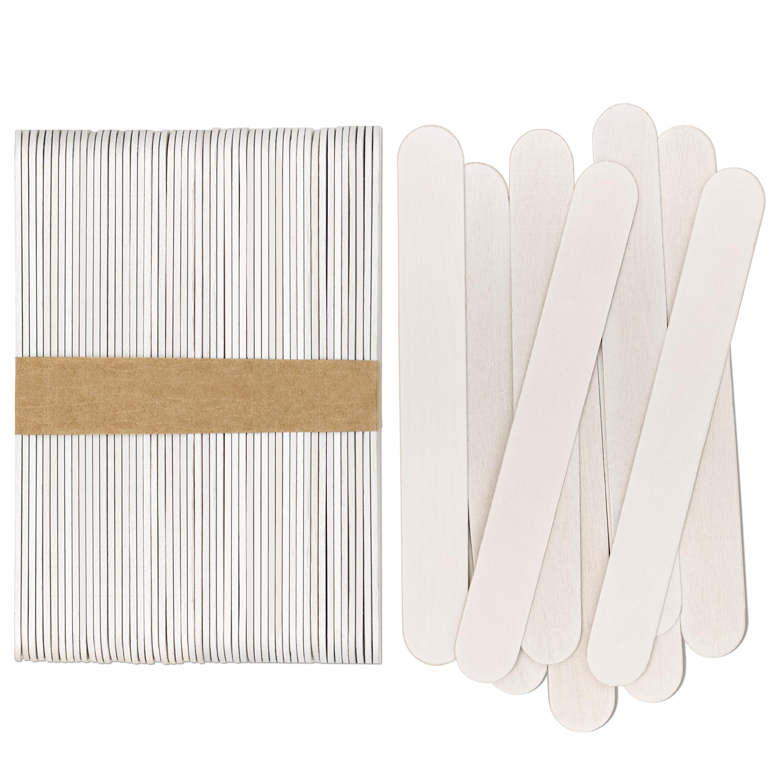 CraftySticks- 50 Pack White Painted Wood Popsicle Sticks for Crafts ...