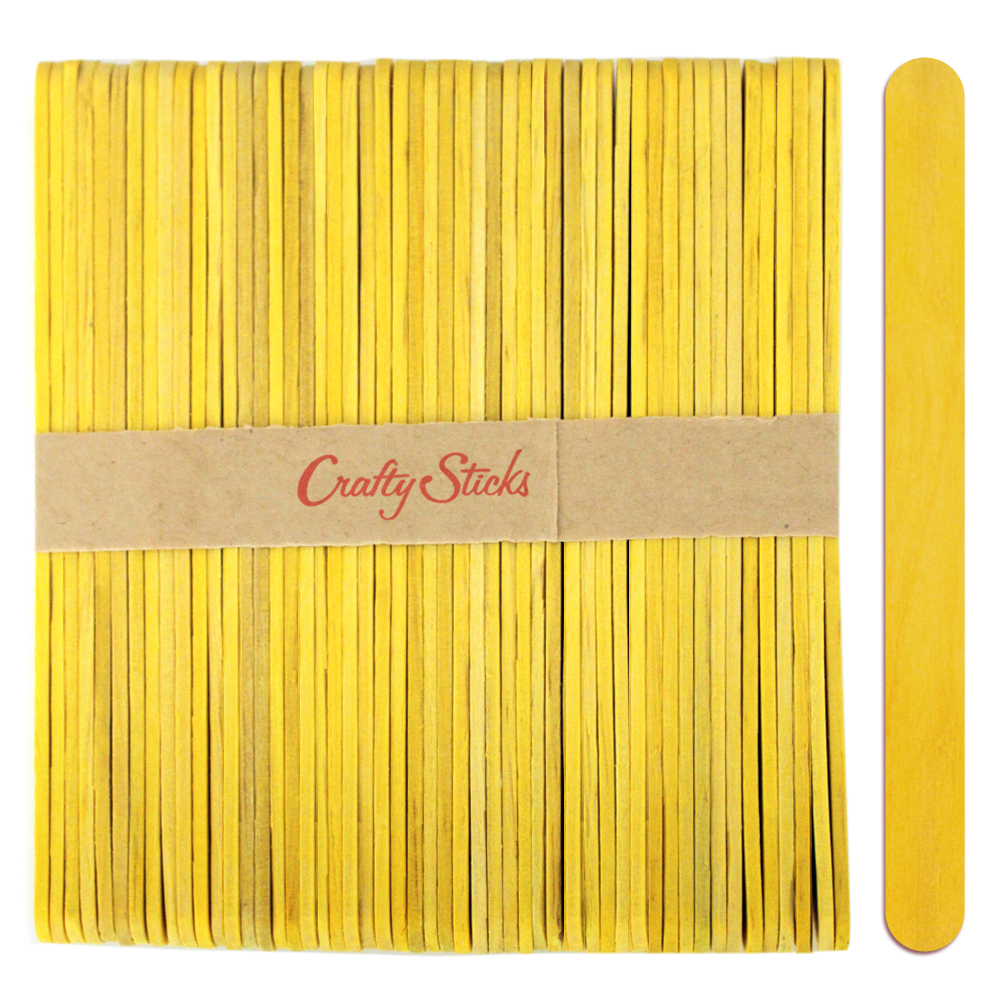 CraftySticks- 50 Pack Yellow Popsicle Sticks for Crafts, 4.5 Inch ...