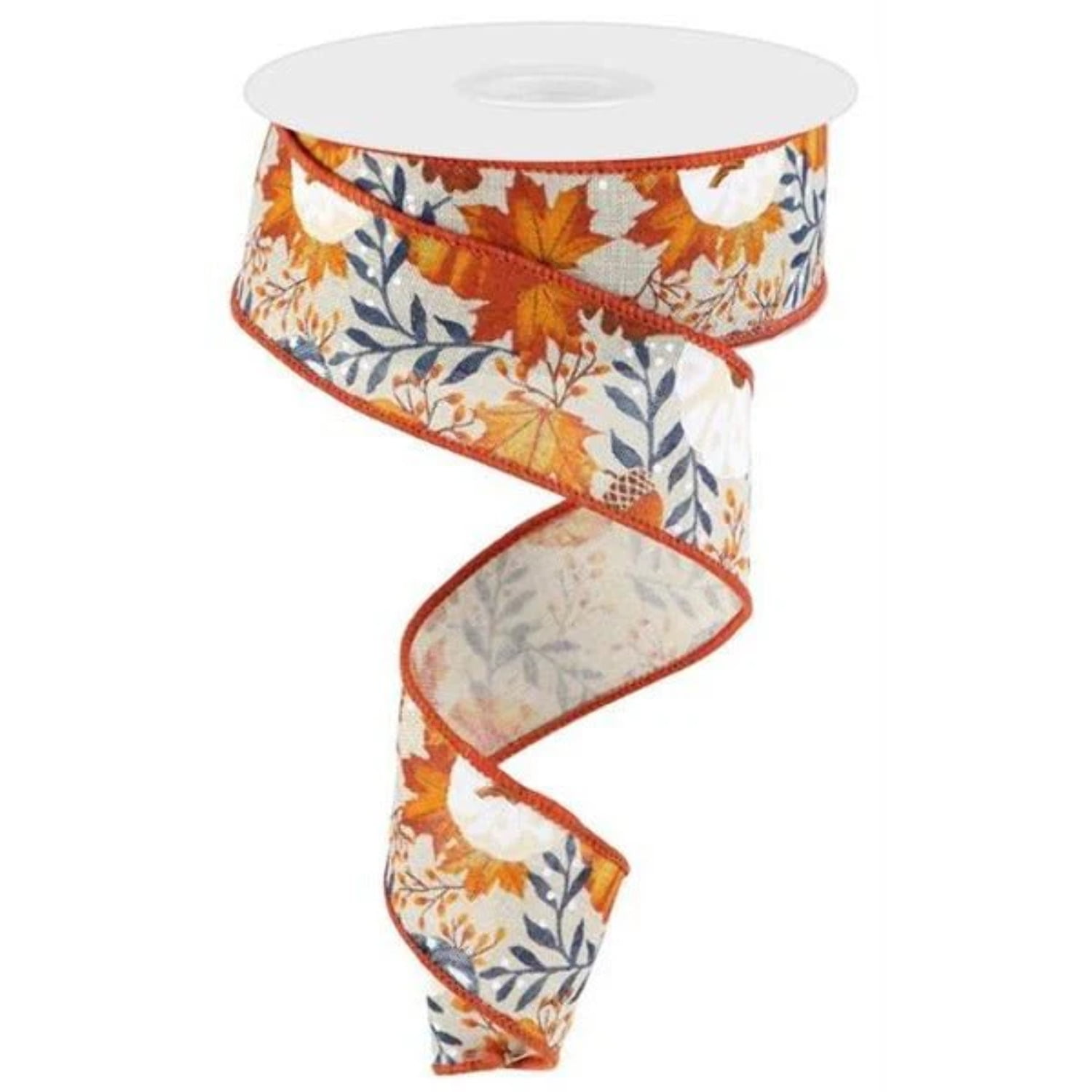 Craig Bachman 1.5" Pumpkin Foliage Ribbon: Navy (10 Yards) Fall Wired ...