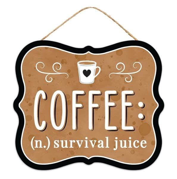 Craig Bachman, 10.5" x 9" Wooden Sign: Coffee Survival Juice Wood Wall ...